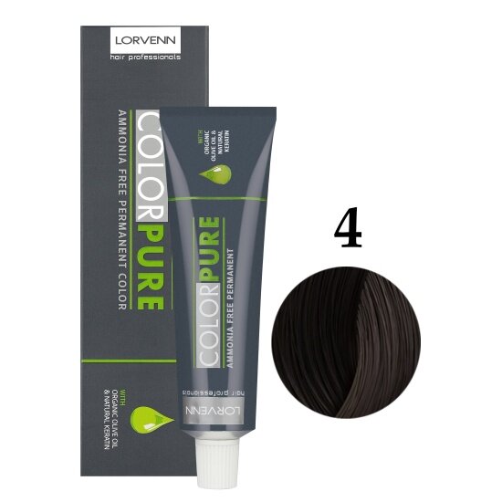Краска для волос безаммиачная Lorvenn Color Pure, тон 4