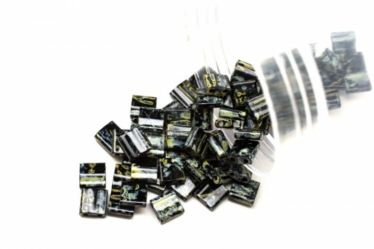 Бисер японский MIYUKI TILA #4511 дымный черный, непрозрачный пикассо, 5 грамм