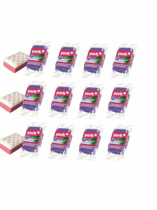 YORK Губки массажные прямоугольник, 12 уп