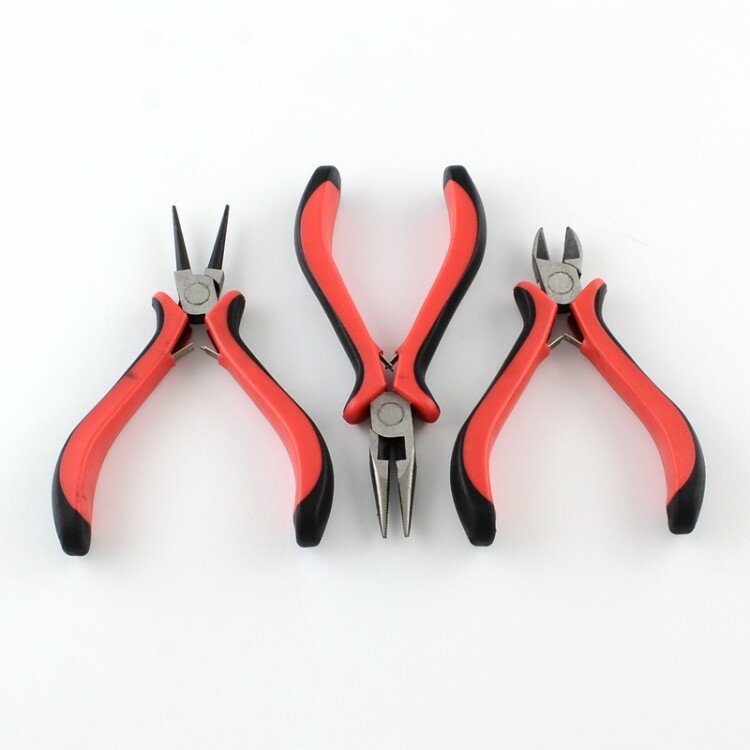 Набор инструментов: кусачки + тонкогубцы с насечками + круглогубцы, цвет черный/красный, железо, 110-127мм, 32-035, 1комплект