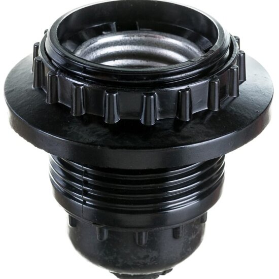 Патрон электрич. Iek E27 Пкб27-04-К11 с кольцом карболит. черн. (инд. упак.), EPK11-04-02-K01