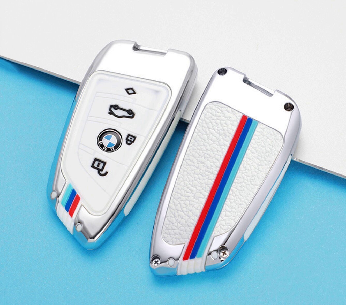 Чехол MyPads, для BMW, цинковый сплав, силиконовый, противоударный, с вырезом, белый