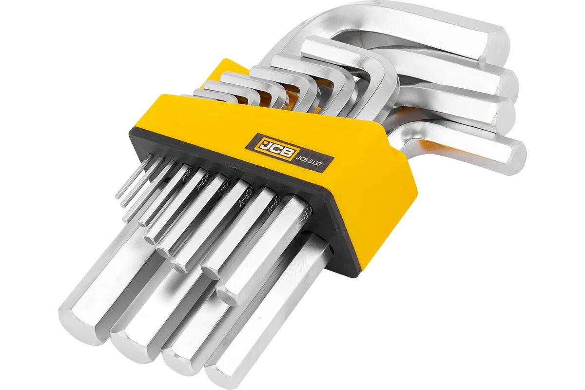 Набор Г-образных 6-гранных ключей JCB 2, 2.5, 3-8, 10, 12, 14, 17, 19 мм, 13 предметов JCB-5137(59320)