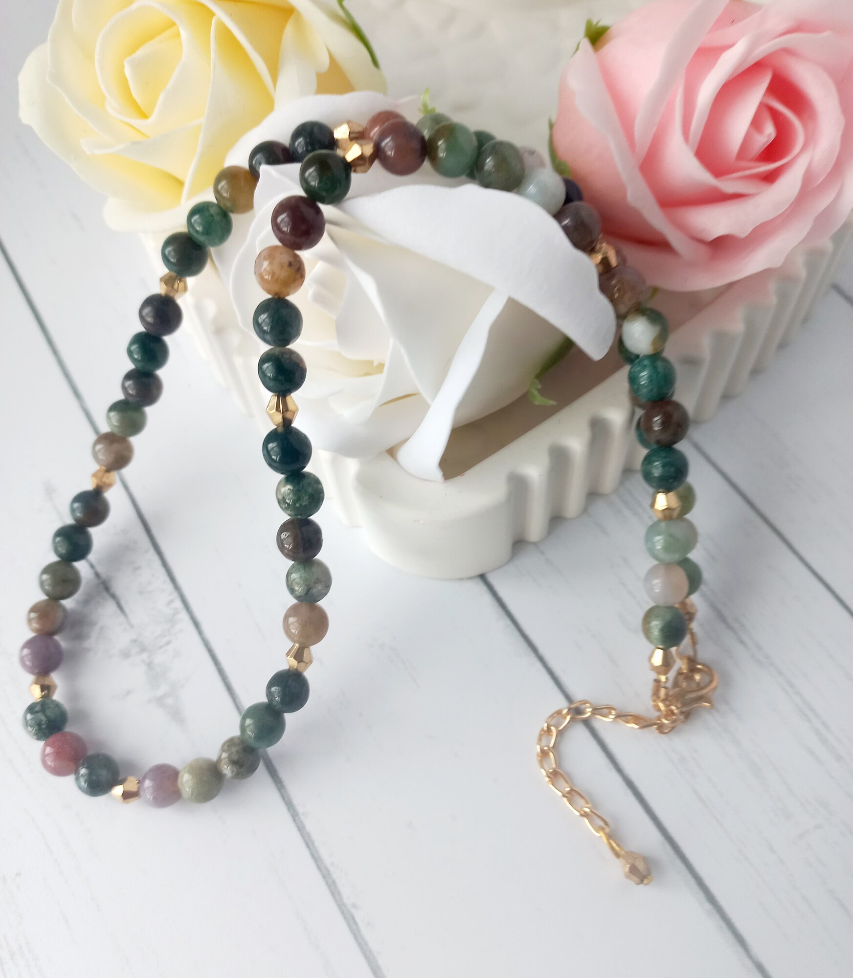 Бусы, яшма, комплект