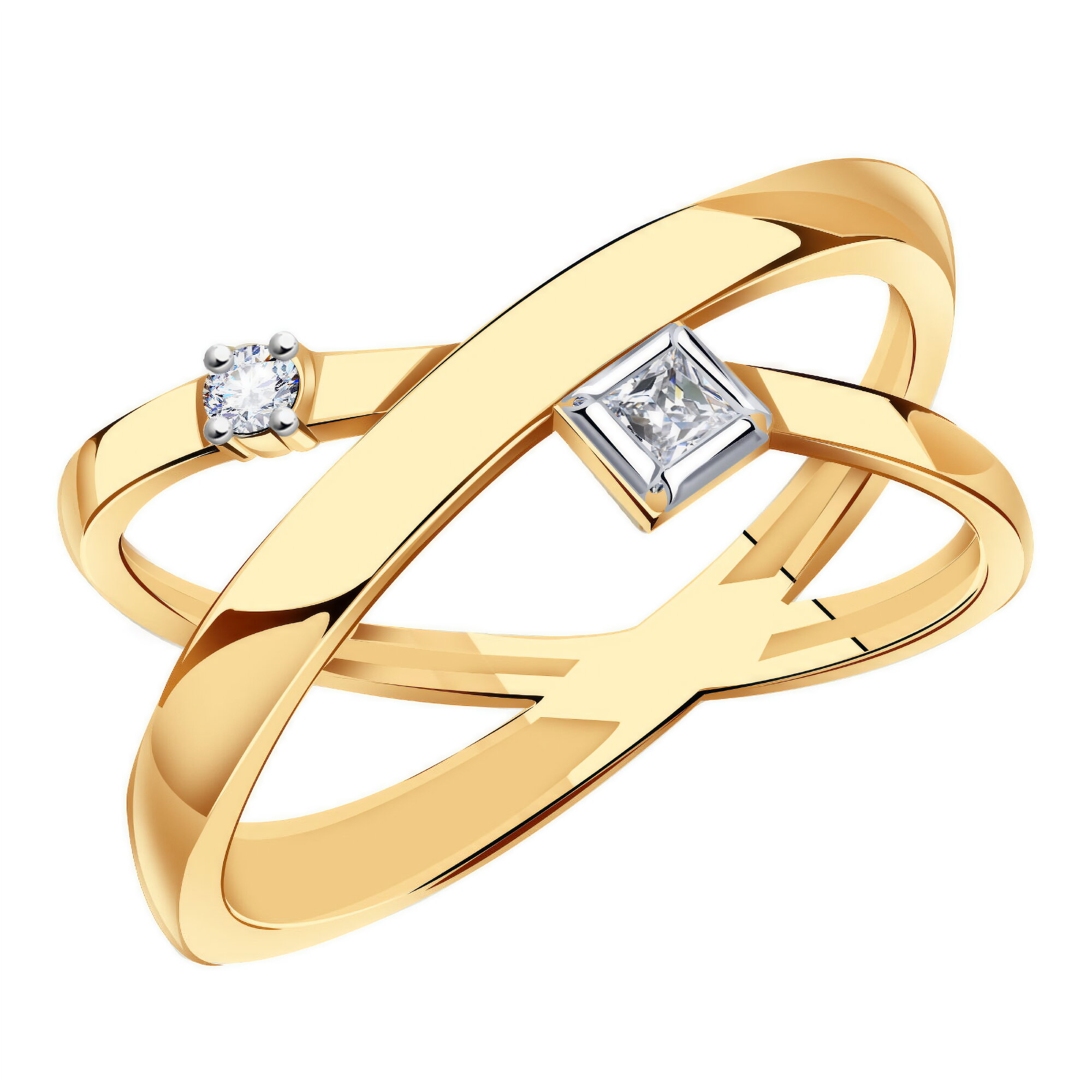 Кольцо, красное золото, 585 проба, фианит