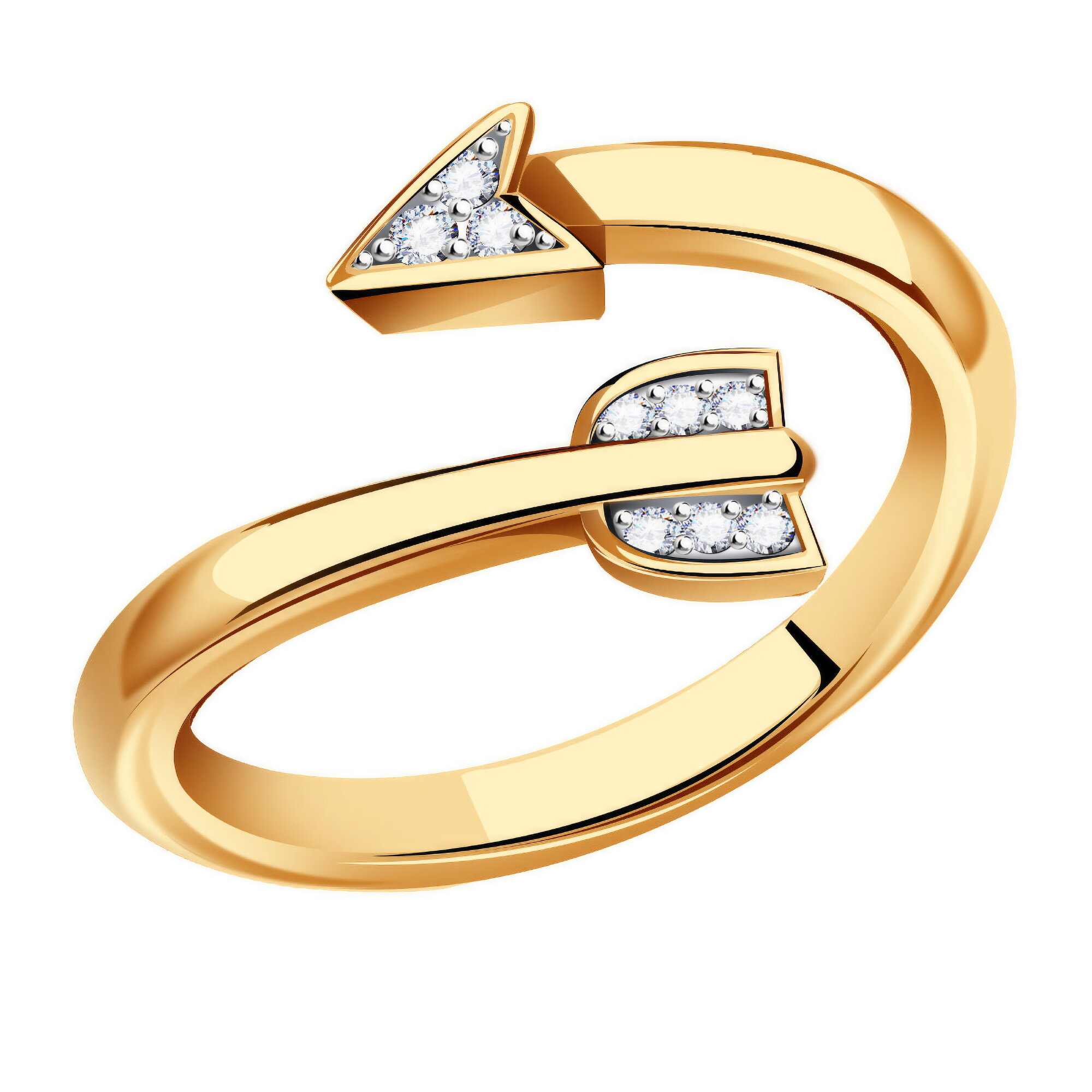 Кольцо, красное золото, 585 проба, фианит