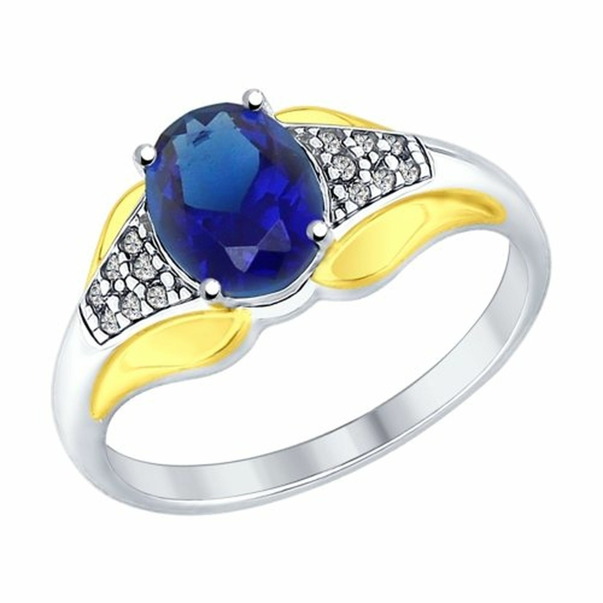 Кольцо, серебро, 925 проба, фианит, корунд