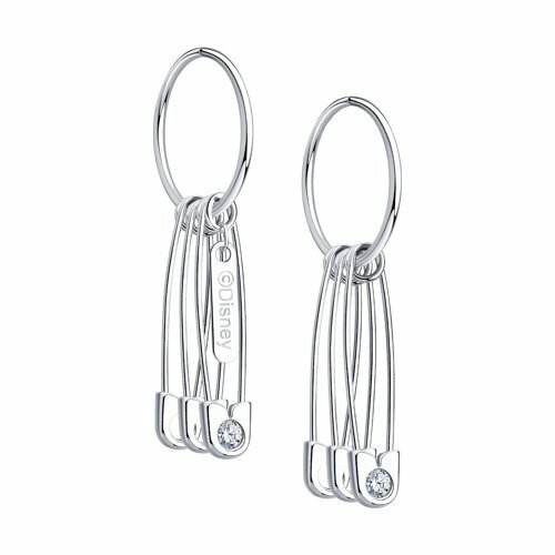 Серьги с подвесками, серебро, 925 проба, родирование, фианит