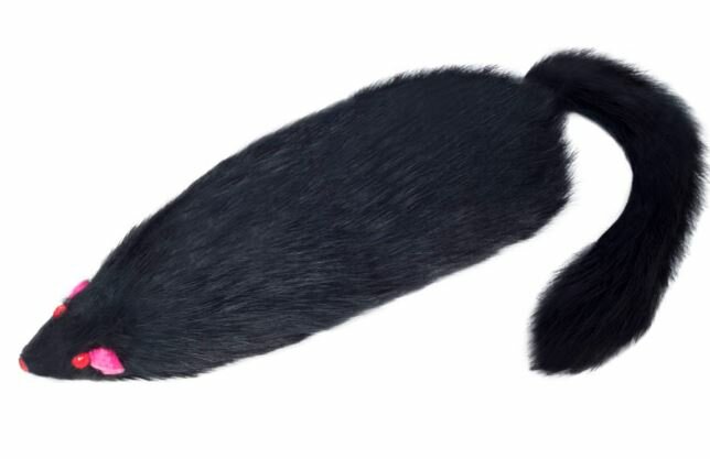 Triol Игрушка для кошек "Мышь черная с пищалкой", 13см, натуральный мех