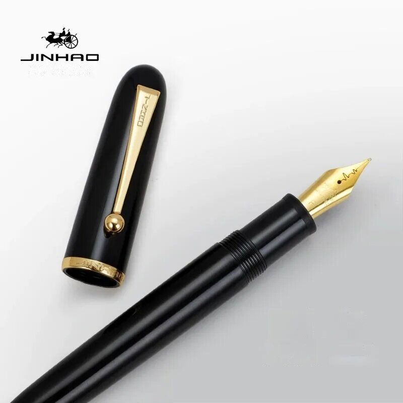 Перьевая ручка Jinhao 9013 акриловая сердцебиение Черный, M(Heatbeat Tip), Black