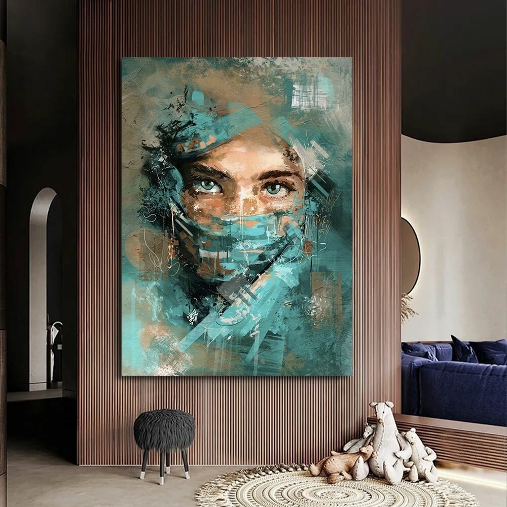 Картина абстракция для интерьера, абстрактные картины для интерьера с девушками, 40х60 см.