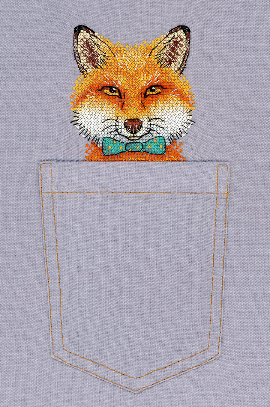 Вышивка Хитрый лис 8x9 см.