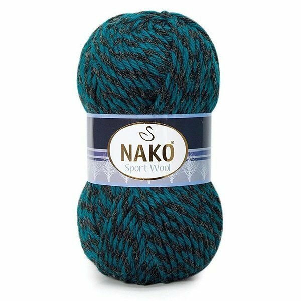 Пряжа Nako SPORT WOOL 21341 мор. волна/маренго (5 мотков)