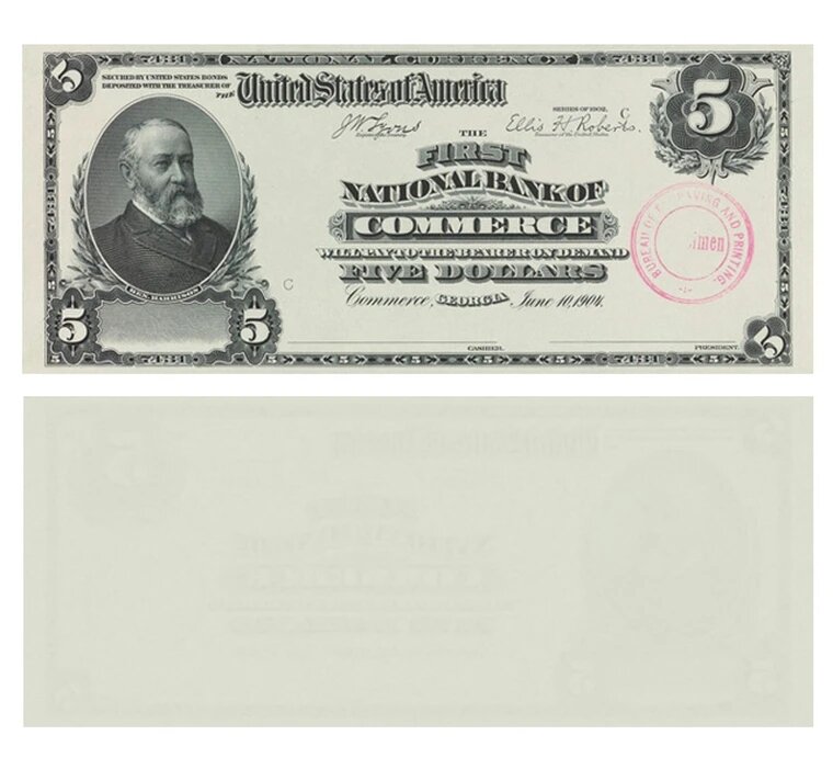 5 долларов 1904 Commerce США Джорджия, серия С, надпечатка образец, сувенирная копия, банкноты и купюры редкие коллекционные