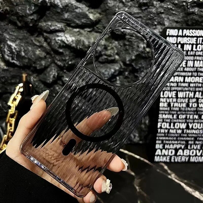 Магнитный чехол для OnePlus 12, чехол MagSafe, прозрачный чехол для телефона в Transparent black