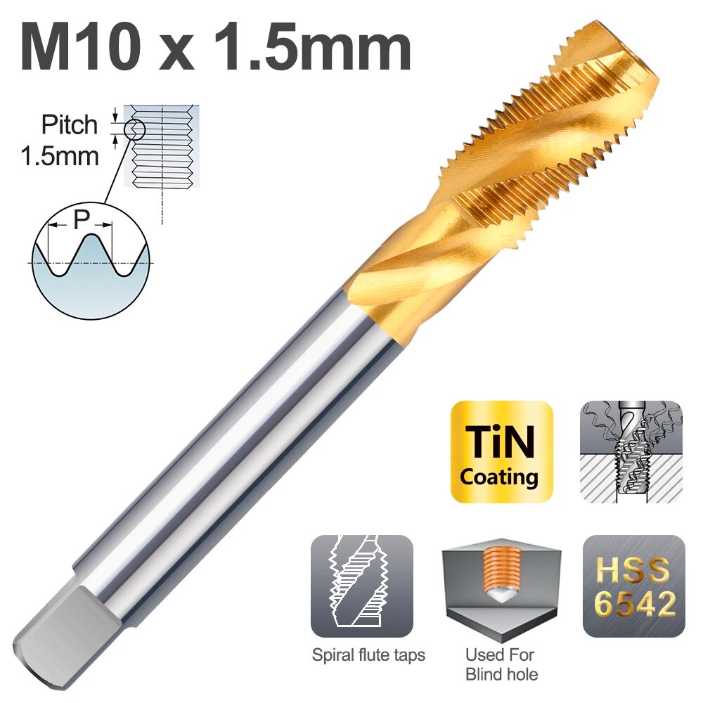 Метчик M10x1.5 TIN, HSS 6542