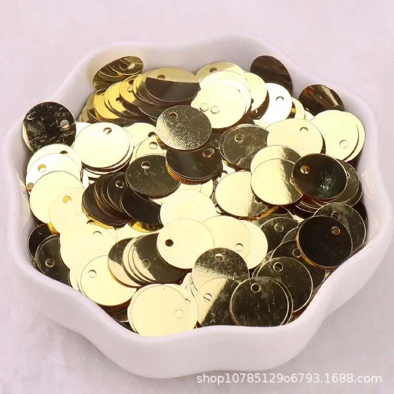 Золотые пайетки ПВХ 10 мм, No. 4, 10 г