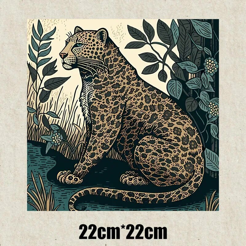Ретро модная художественная картина, виниловая нашивка, Леопардовый паук, DTF, тепловая переводная наклейка для футболки, утюжок на одежде, аппликация Canvasbag