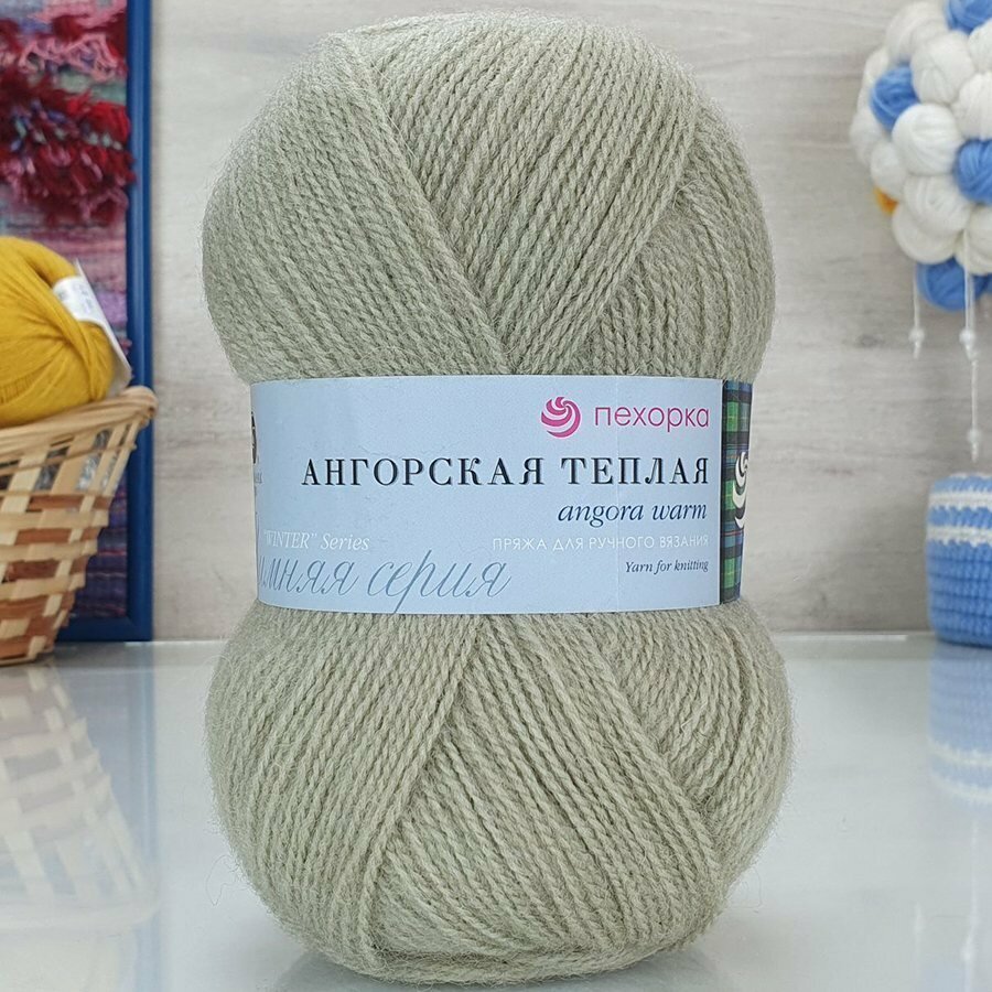 Пряжа Пехорка ангорская теплая 1076 св. фисташка (5 мотков)