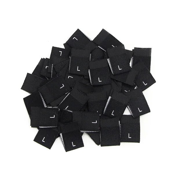 Хлопковые тканевые этикетки черные белые 100 шт Черный, Black L