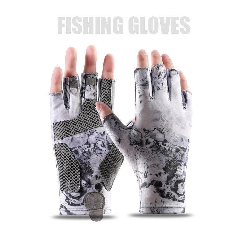 Перчатки рыболовные летние для мужчин и женщин, шелковые Нескользящие тонкие митенки М, Серый, gray