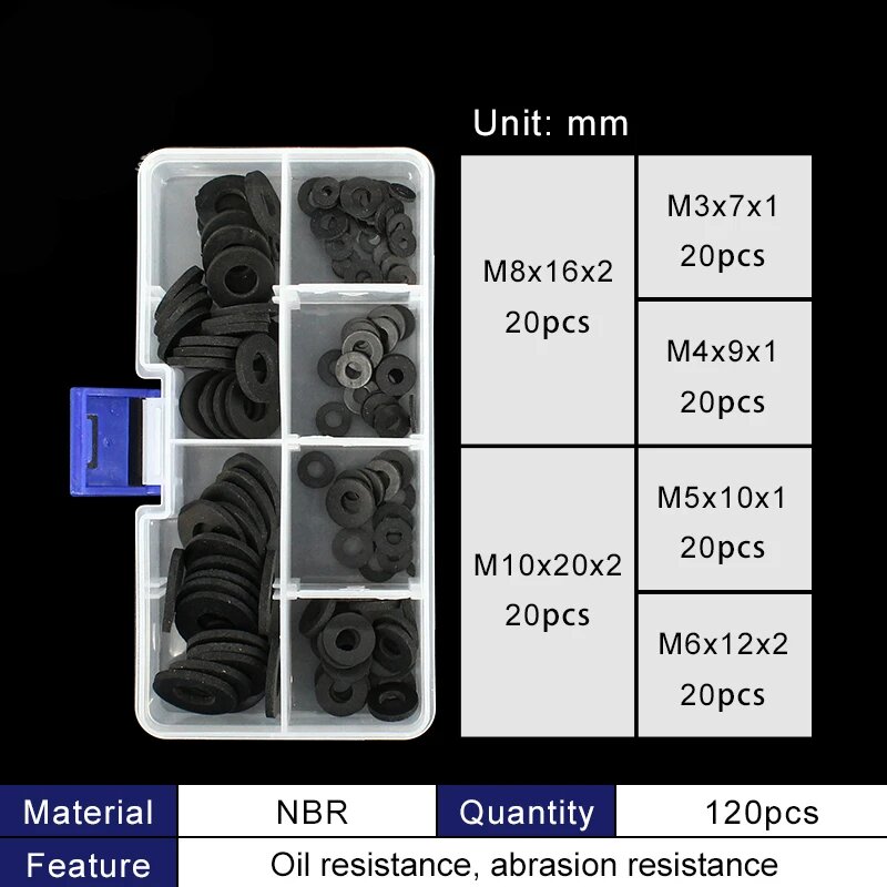 Комплект уплотнительных колец из нитрилового силикона и резины в коробке, комплект для ремонта NBR, уплотнительный клапан для смесителя, водонепроницаемый маслостойкий комплект прокладок