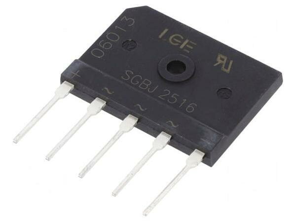 Диодный мост LUGUANG SGBJ2516-LGE, трехфазный, 1,6 кВ, 25 А, 300 А, SGBJ, черный, 1 шт