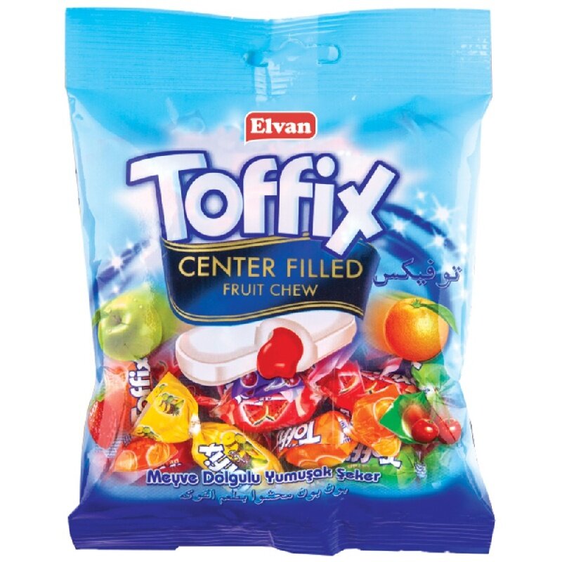 Конфеты ELVAN Toffix Mix с жидким центром Фруктовый микс 80г