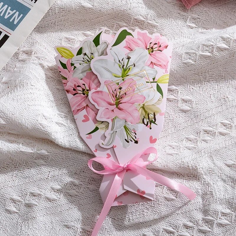 Цветочный 3D букет открытка