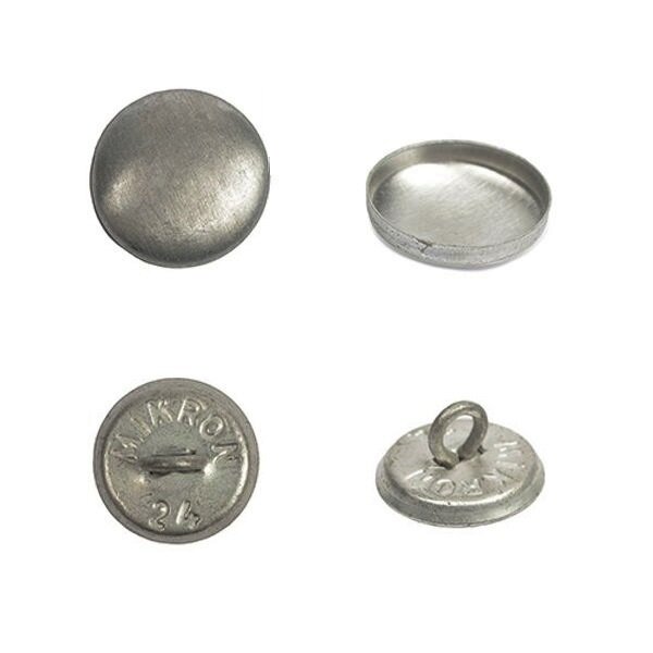 Заготовки для обтяжки пуговиц тканью или кожзамом №24 (15мм), уп. 50 шт. с метал. ножкой для каретной стяжки и одежды