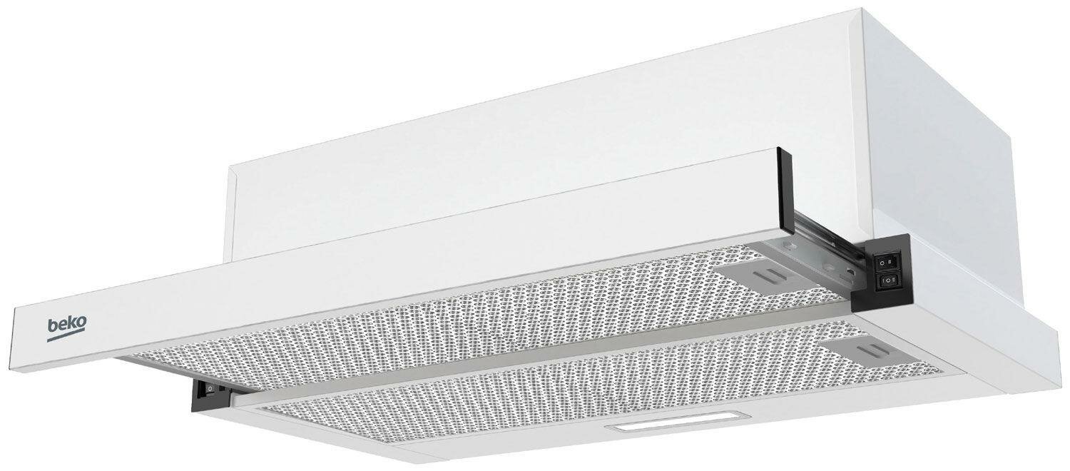 Вытяжка Beko BHNT613R4CW телескопическаяс выдвижным экраном, белый, 289 куб. м/ч