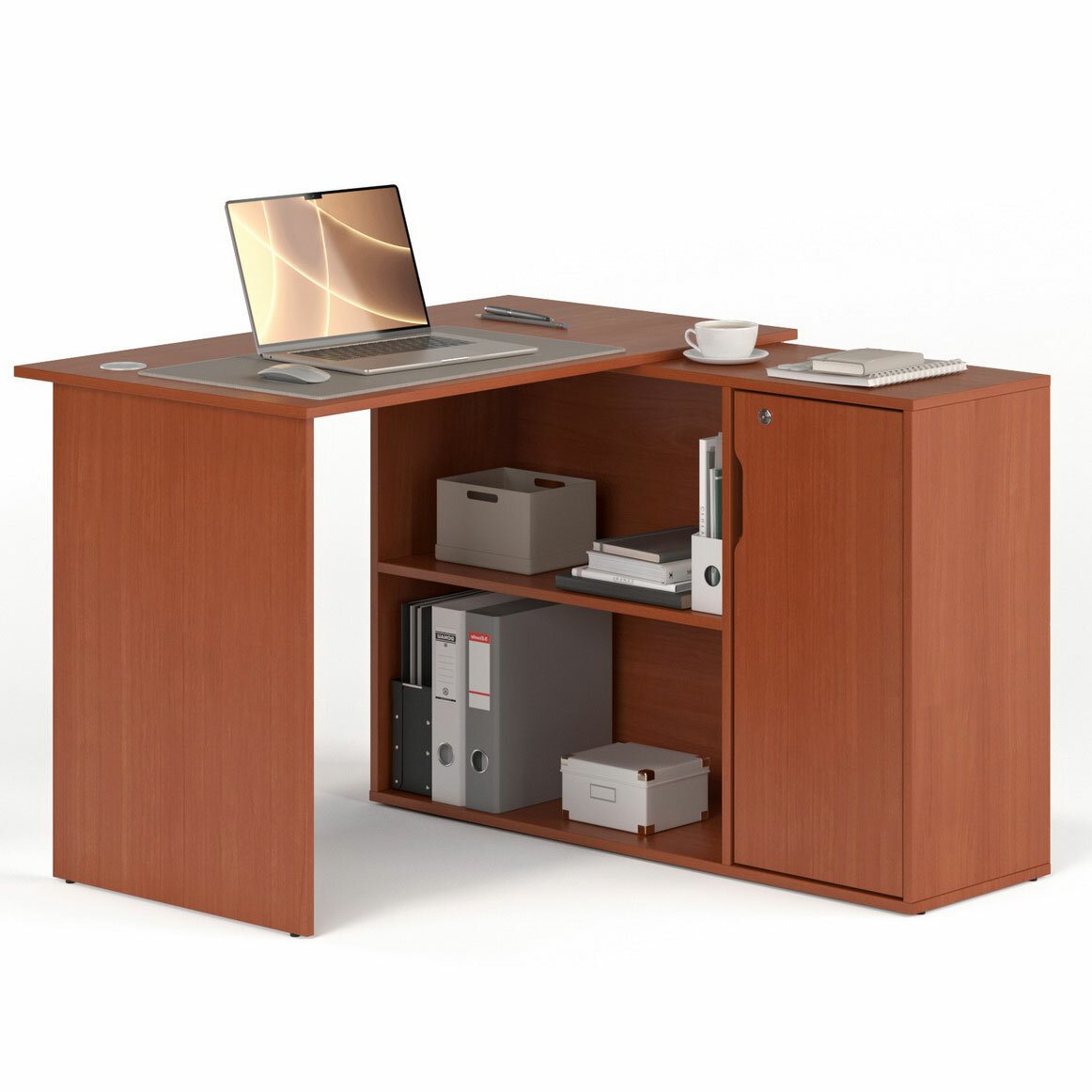 Угловой письменный стол 007091П (цвет: вишня)