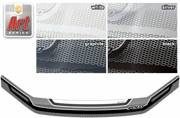 Дефлектор капота Volkswagen Polo V поколение 2015 2020 Серия "Art" черная САпластик