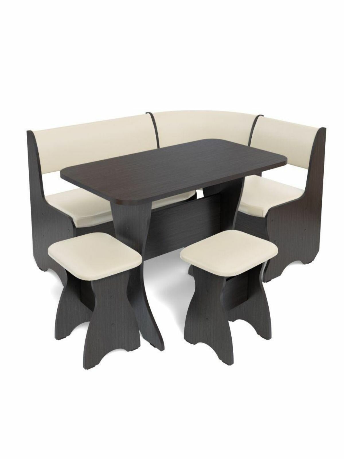 Кухонный уголок бител Тюльпан, стол 1000х580 мм, Венге / кожзам Крем