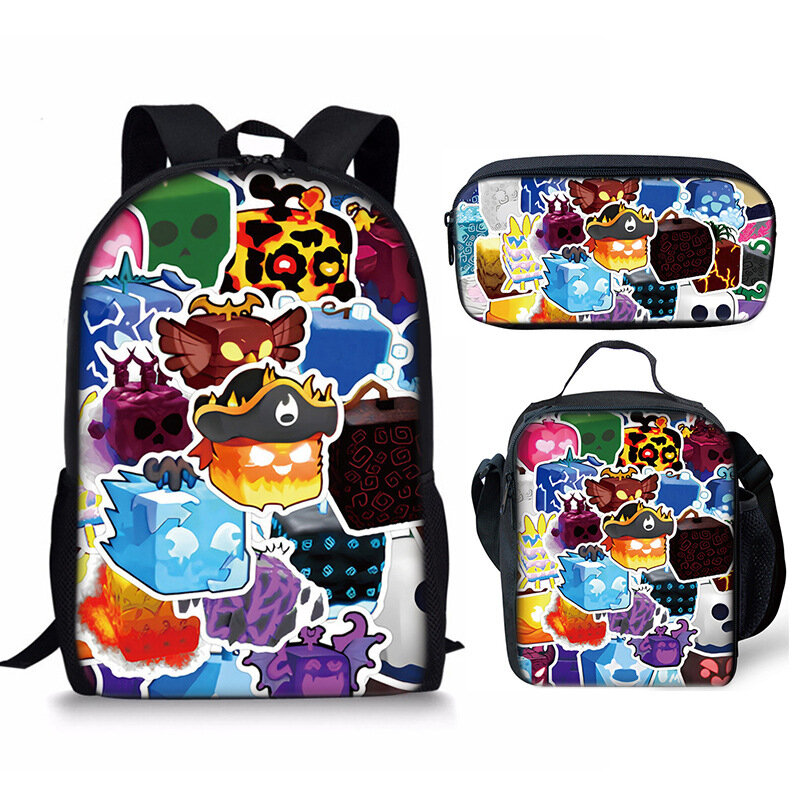 Сумка школьная трех частей / Roblox /с чехлом для карандашей и сумка мессенджер