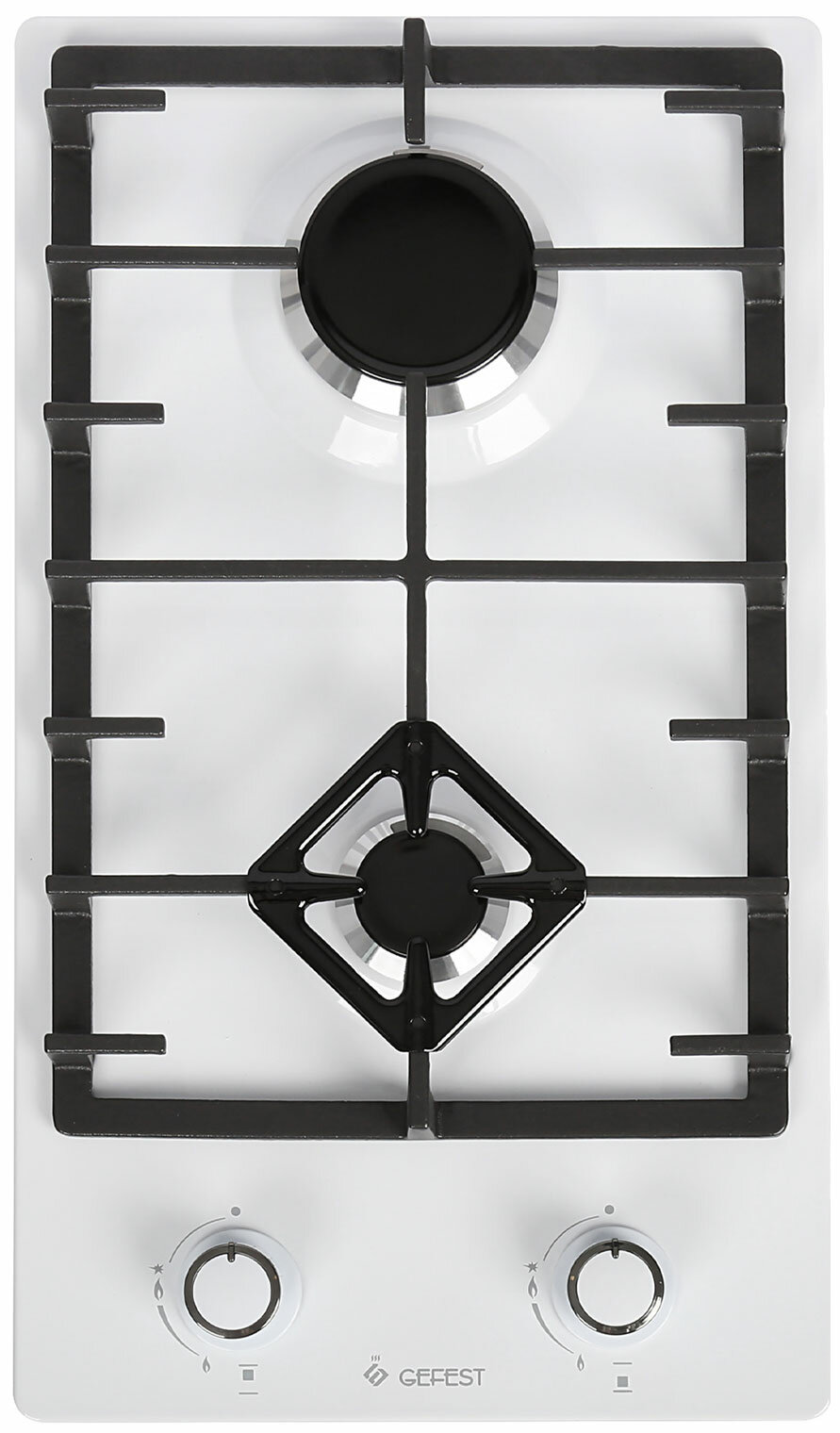 Газовая варочная панель Gefest ПВГ 1003 30 см, 2 конфорки эмаль электроподжиг газконтроль, белый