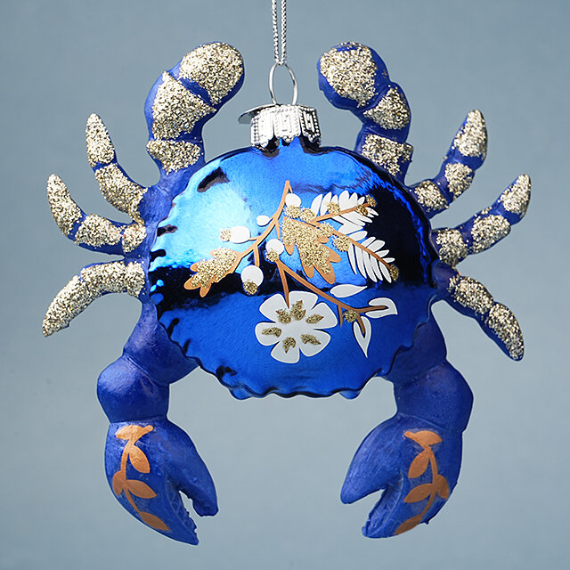 Елочная игрушка Краб Calvino - Морской Мир 12 см, стекло, Winter Deco, 4060246