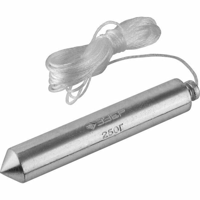 Отвес строительный со шнуром, пластиковый контейнер, ЗУБР 5 м, 250 г