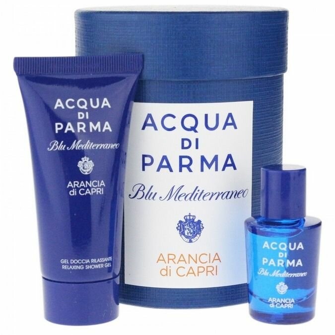 Acqua di parma blu mediterraneo arancia di capri мини набор: 5ml туалетная вода + 20ml гель для душа