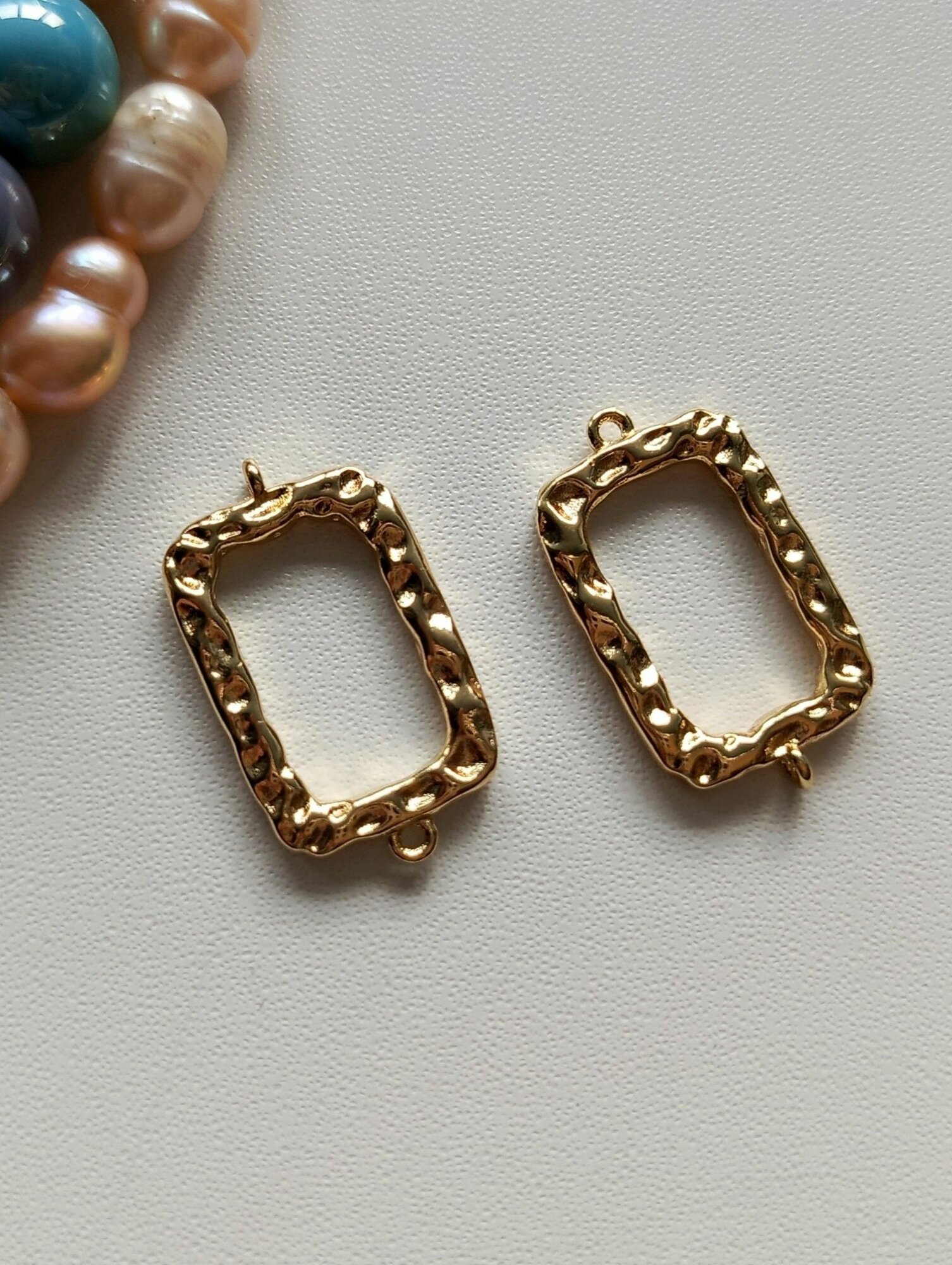 Коннекторы для бижутерии прямоугольные (2 шт.). Латунь, позолота. Корейская фурнитура для бижутерии, украшений