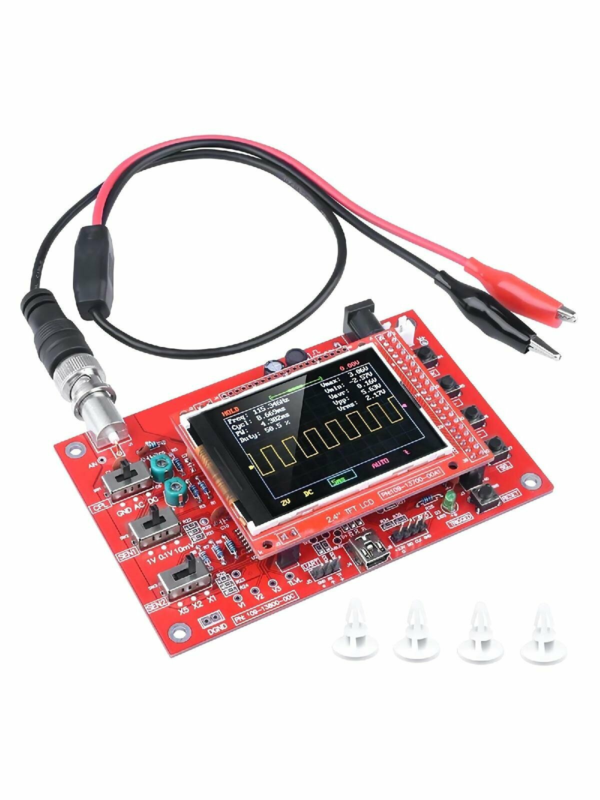 2.4" TFT Digital Oscilloscope Kit 200KHz Tester 1Msps Bandwidth Probe Assembled Optional Electronic Production