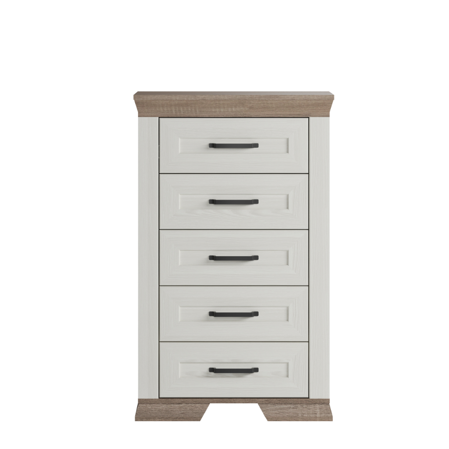 Комод 5 ящиков БРВ марсель KOM 5s ясень снежный / дуб сонома темный ш. 60 см, в. 90 см, г. 45,5 см