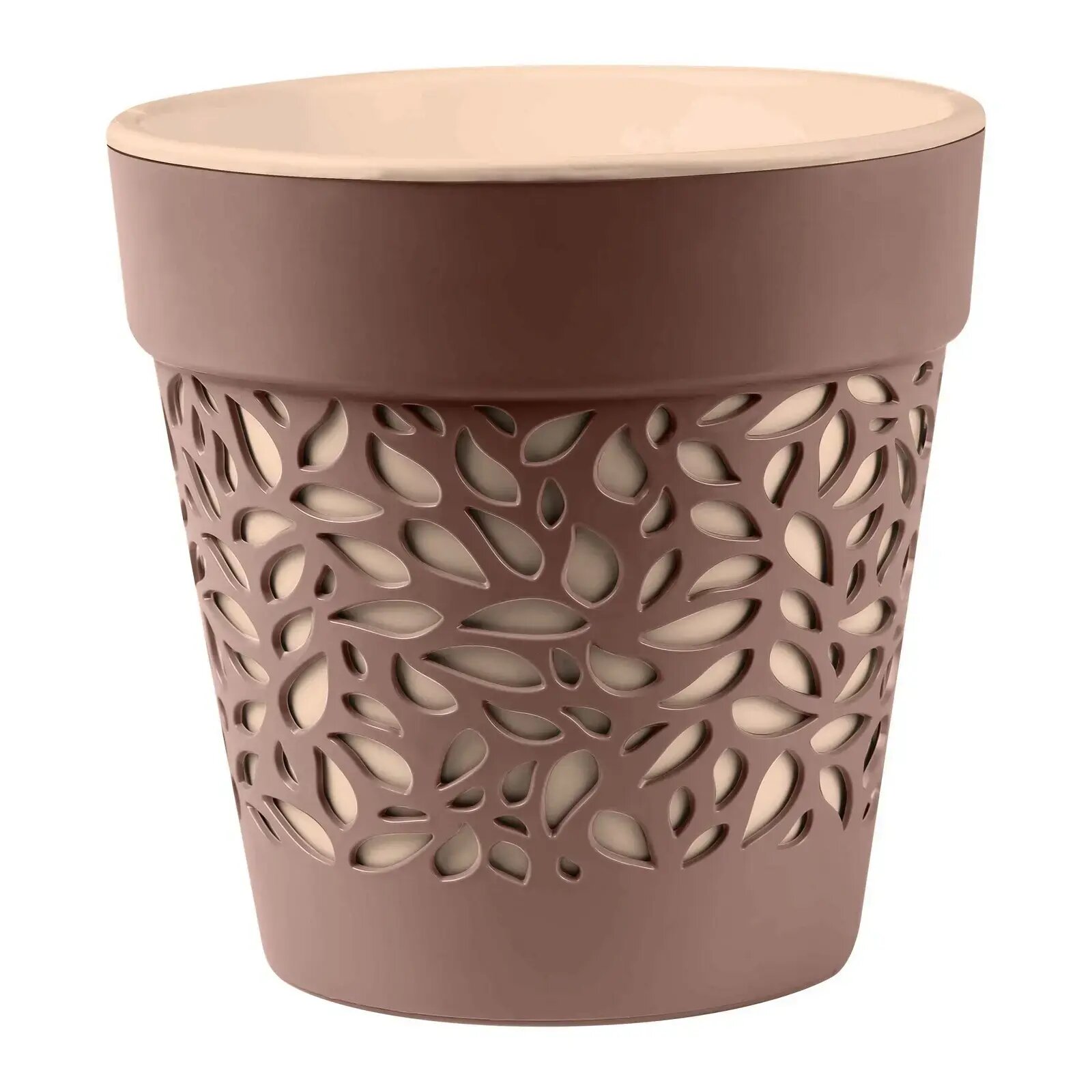 Кашпо пластиковое 'Блоссом' 8,3л d-22,5см коричнево-бежевое с узором