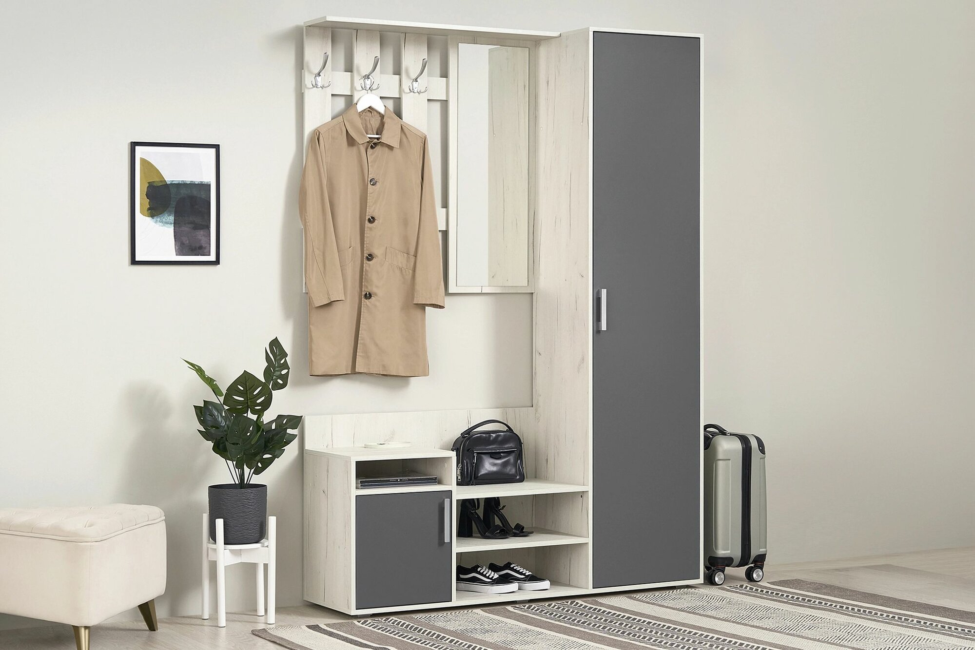 Прихожая Визит (Графит/Дуб Крафт Белый)