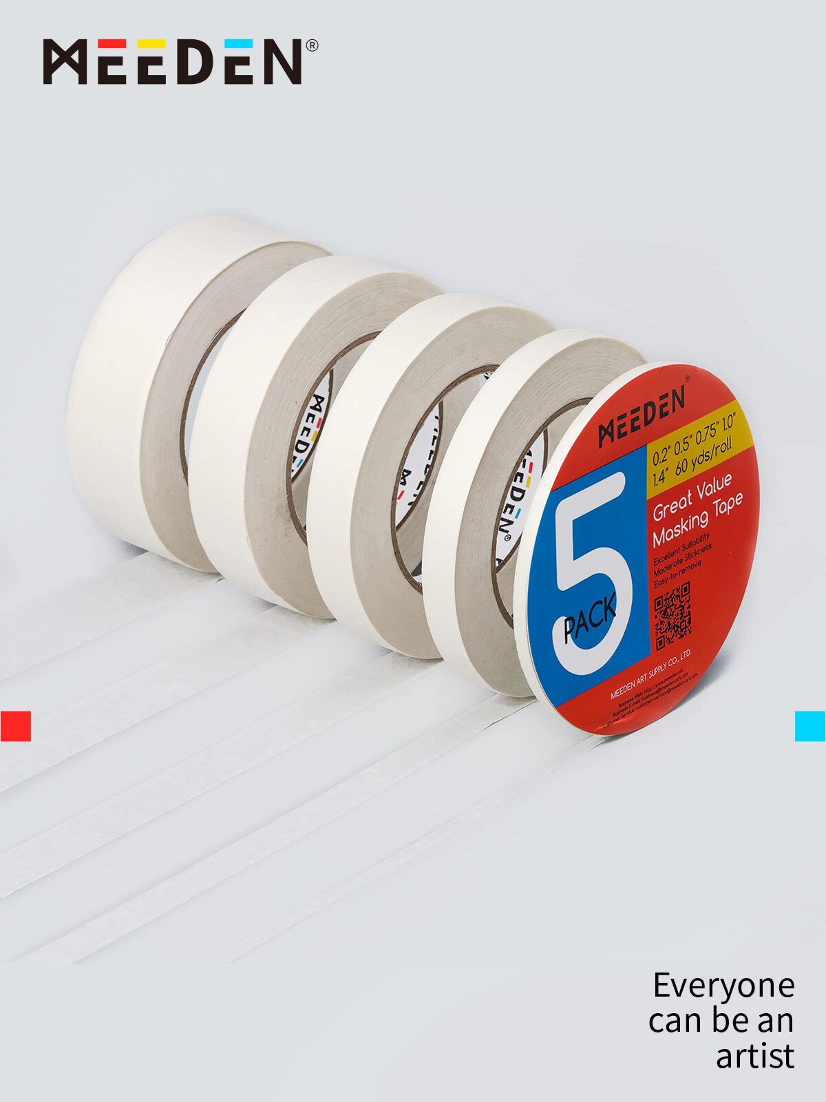 Художественная малярная лента MEEDEN, белая, 10 роликов, 0.5 дюйма, общая длина 1800 футов