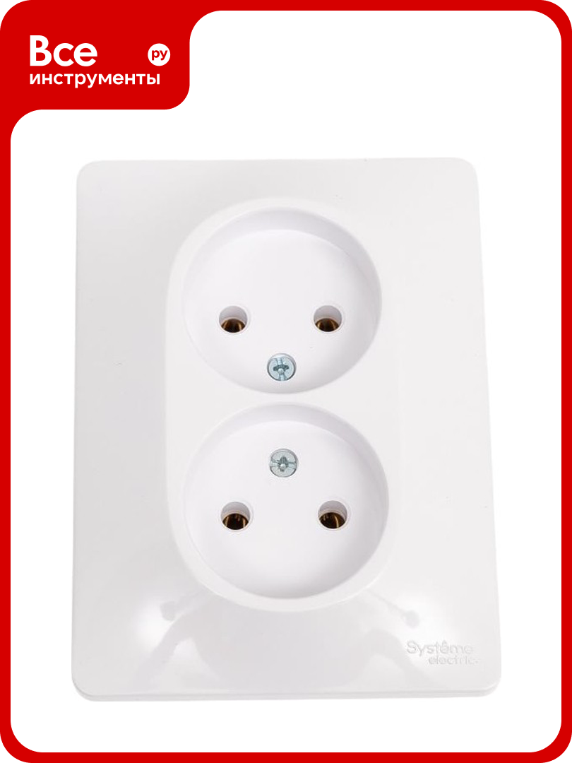Розетка Systeme Electric 2-м GLOSSA без заземления, белая SchE, для сетей 250 в