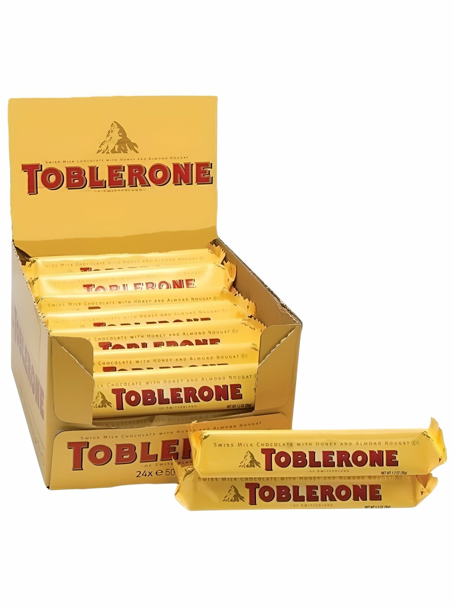 Шоколад Toblerone Milk Молочный с медово-миндальной нугой, 24 шт. по 50 гр. (Швейцария)