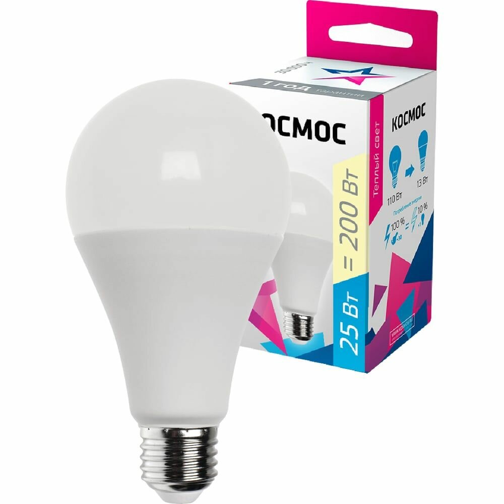 Лампа светодиодная A65 25Вт 3000К E27 220В космос LkecLED25wA65E2730