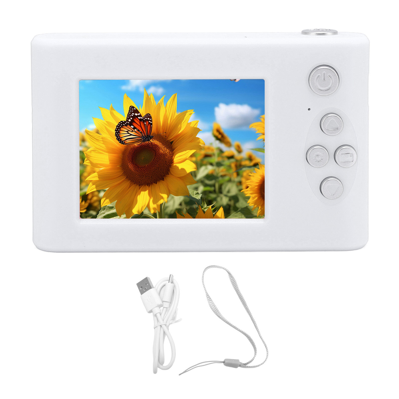 Цифровая камера 8-кратный зум 48MP 1080P 2.4-дюймовый IPS экран Anti Shake Auto Focus Компактная цифровая камера для путешествий с зеркальным белым цветом