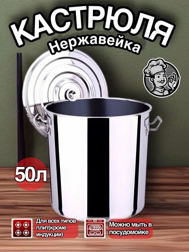 Кастрюля appetite, Металл, Нержавеющая сталь, 50 л